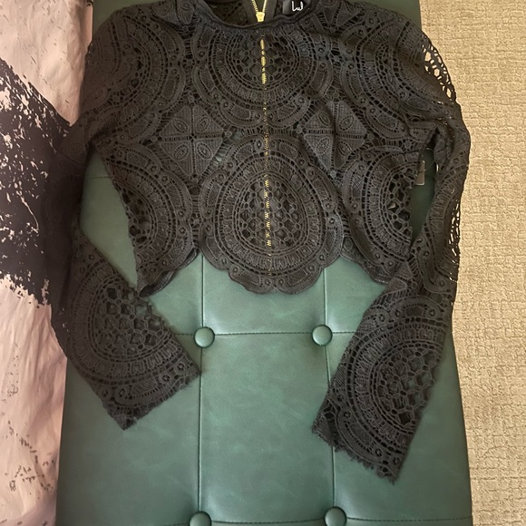 Lulus | Tops | Lulus Elegant Black Lace Women Top With Gold Chain ...